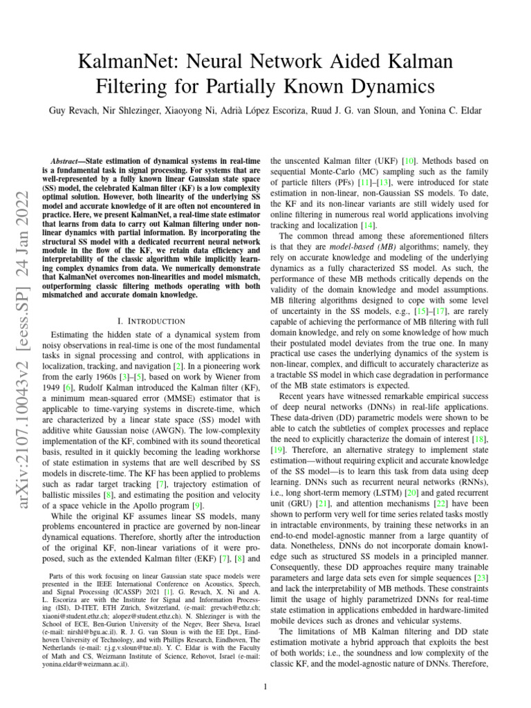 Kalman Net | PDF | Kalman Filter | Deep Learning