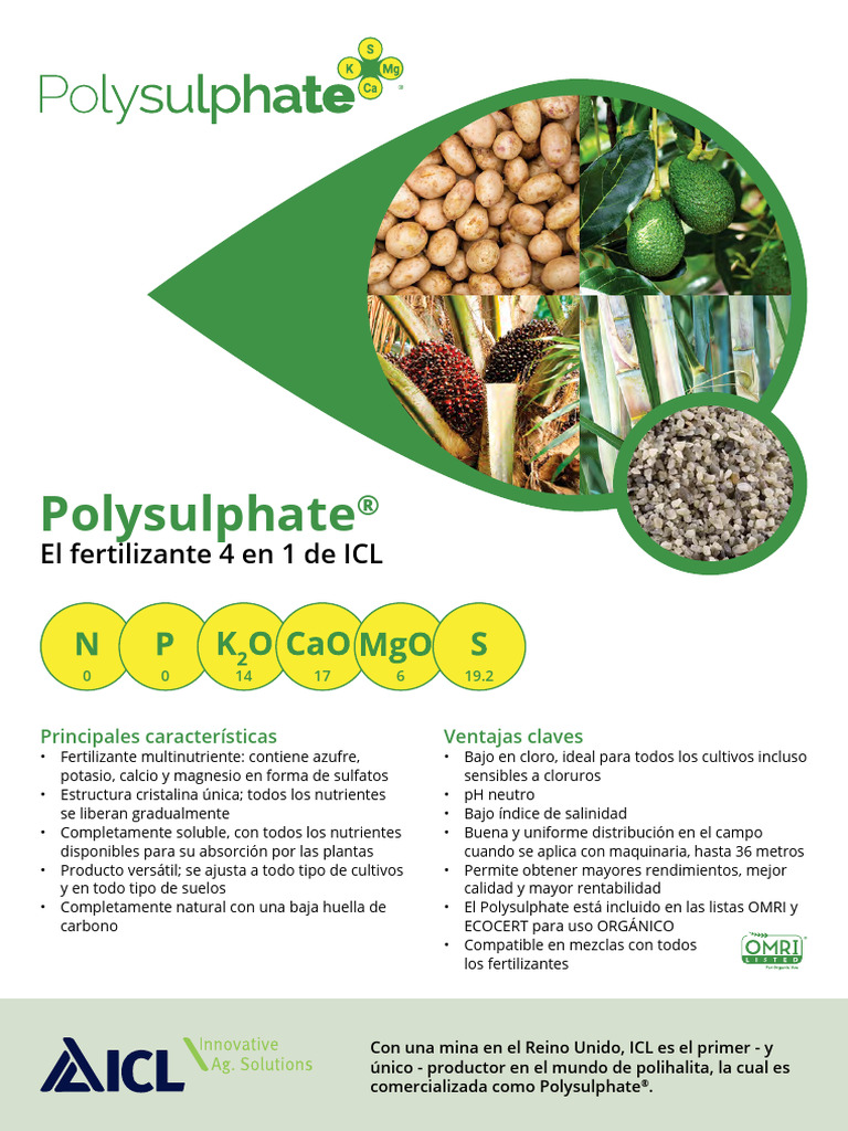 Polysulphate Sales Sheet For LatAm SP | PDF | Fertilizante | Agua
