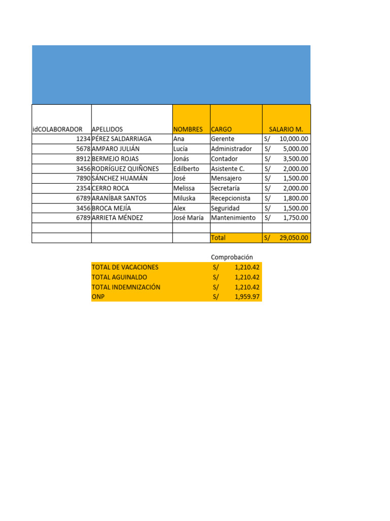 Ejemplo Planillas | PDF