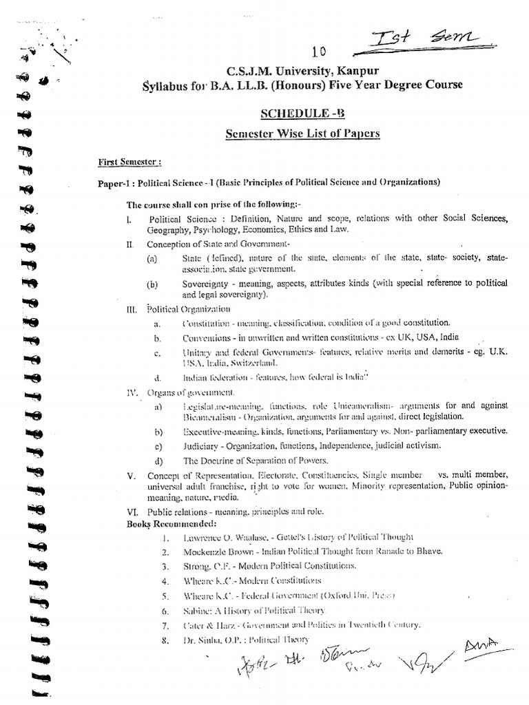 Syllabus of Ballb | PDF