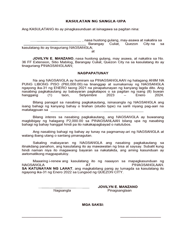 Sanla Upa Agreement | PDF