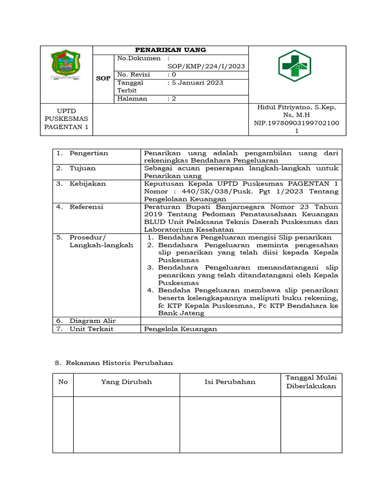 Sop Penarikan Uang Pdf