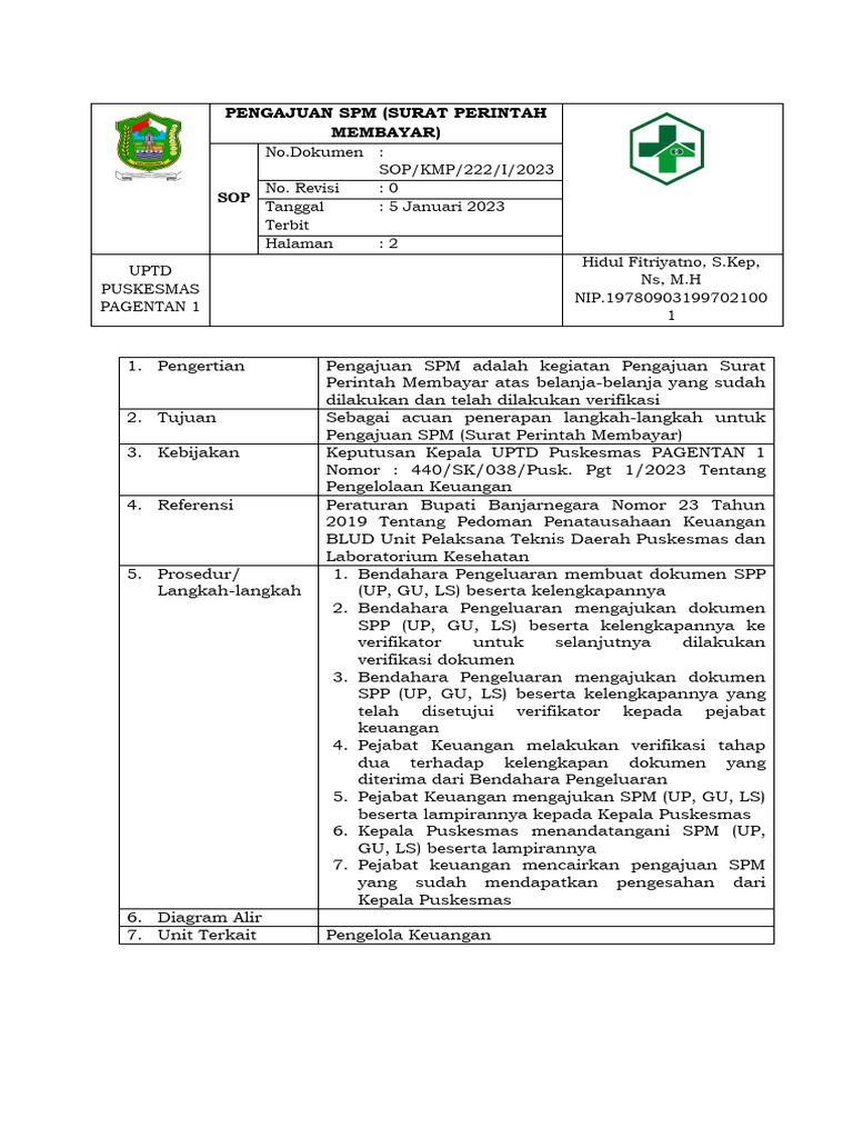 Sop Pengajuan SPM | PDF | Pengelolaan Keuangan & Uang