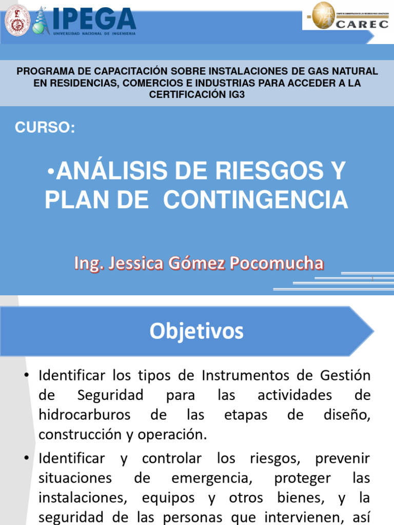 Análisis de Riesgo y Plan de Contingencia - Ig3 Carec - JGP | PDF | Gas ...