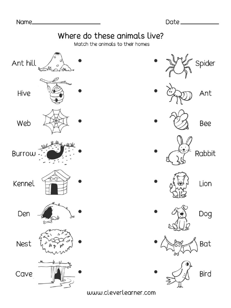 Animal Homes Kindergarten Printables 02 | PDF