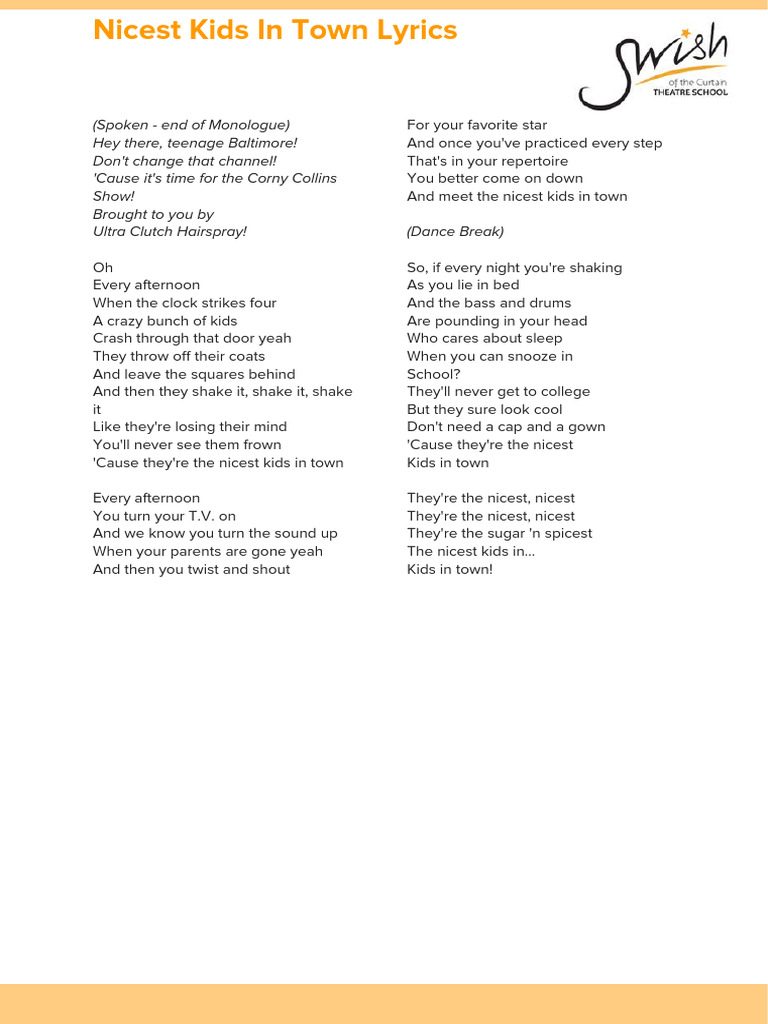 LYRICS - Nicest Kids in Town | PDF