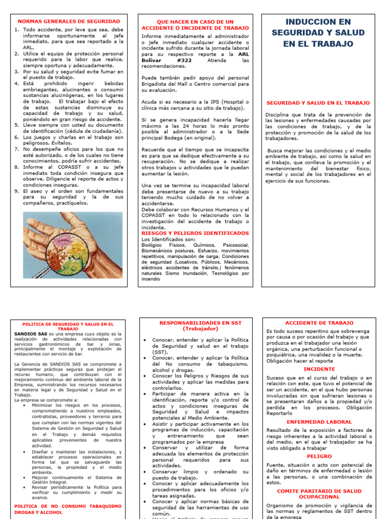 Plegable para Induccion | PDF | Seguridad y salud ocupacional