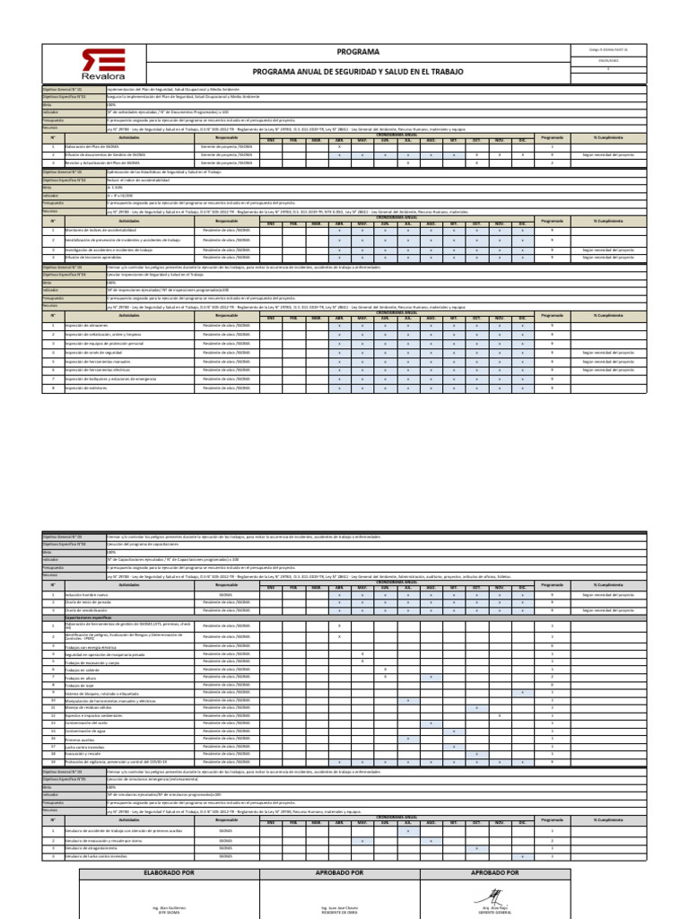 Programa Anual de SST | PDF | Presupuesto | Contaminación
