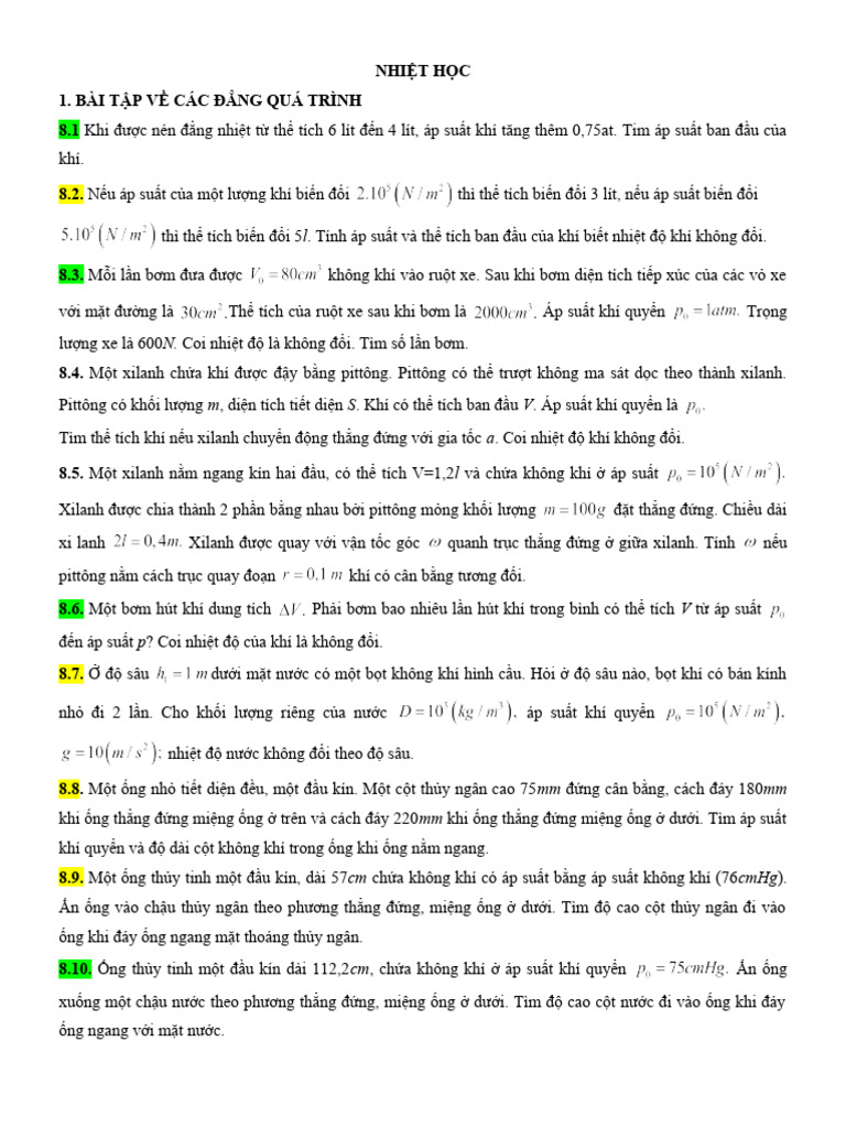 bt chất khí 1 | PDF