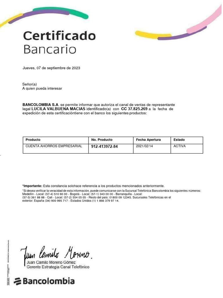 Certificación de Productos Bancarios 2023 | PDF