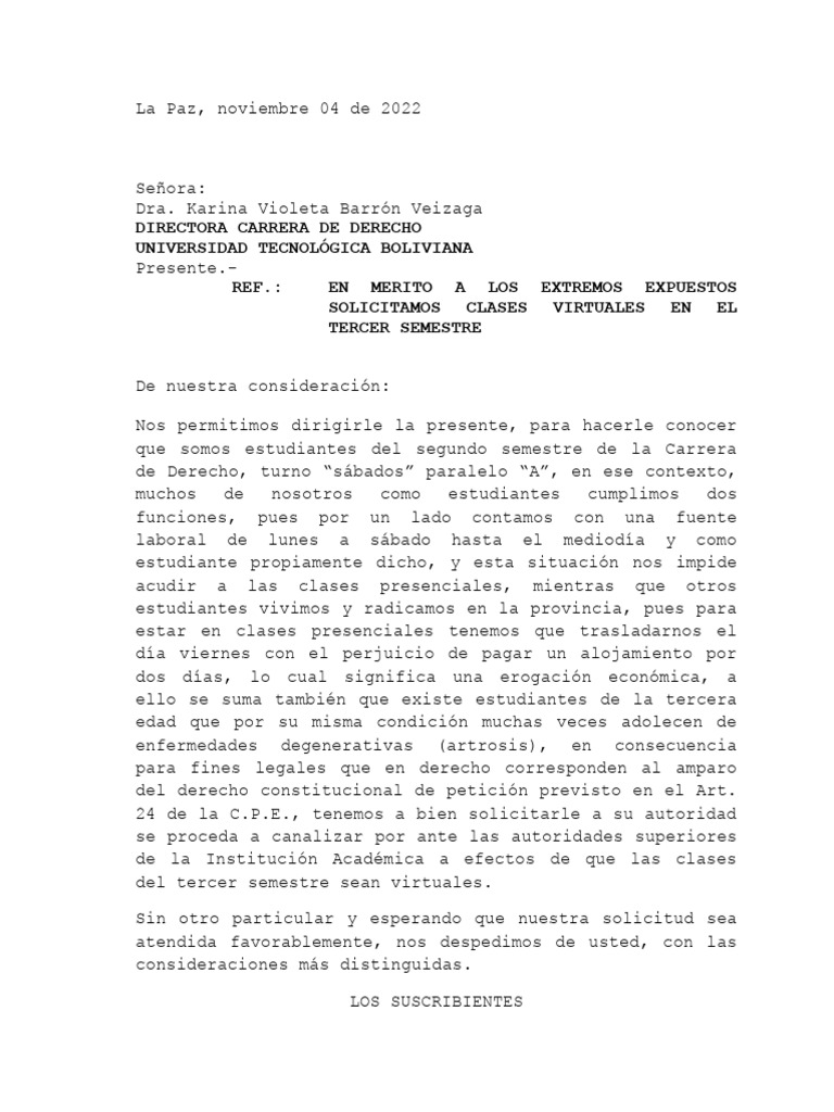 Carta UTB DIRECCIÓN DE CARRERA | PDF | Esfera pública | Justicia Carta UTB DIRECCIÓN DE CARRERA | PDF | Esfera pública | Justicia