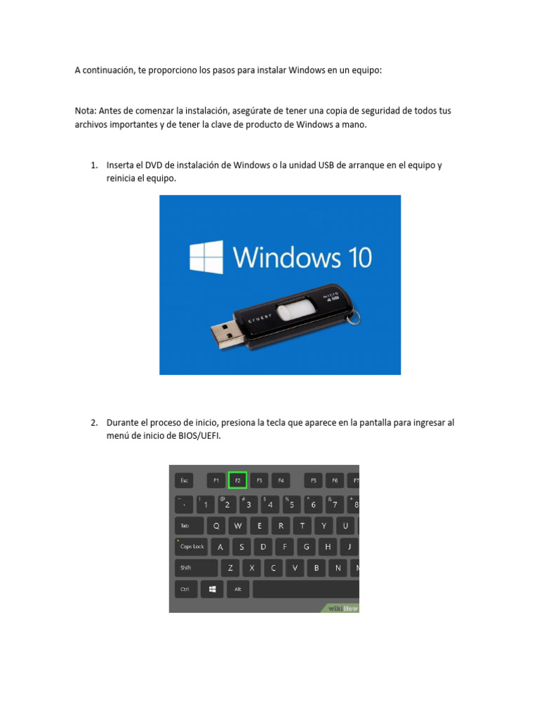 Pasos para Instalar Windows en Un Equipo | PDF