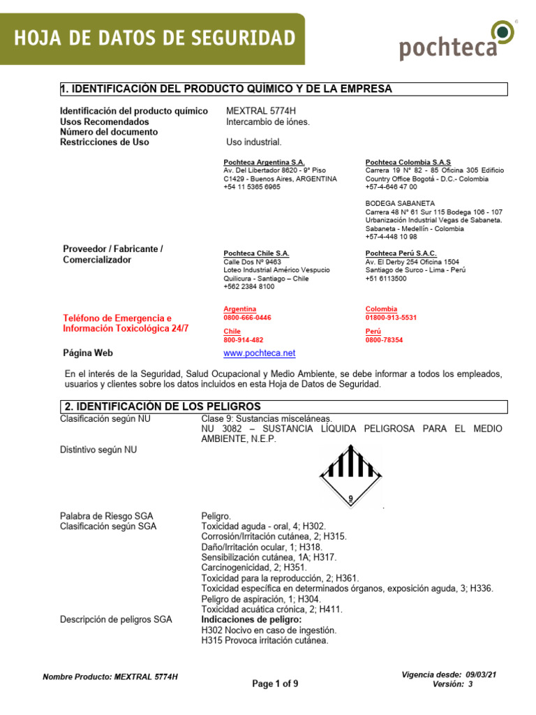 Hds Mextral 5774h | PDF | Ciencias fisicas | Química