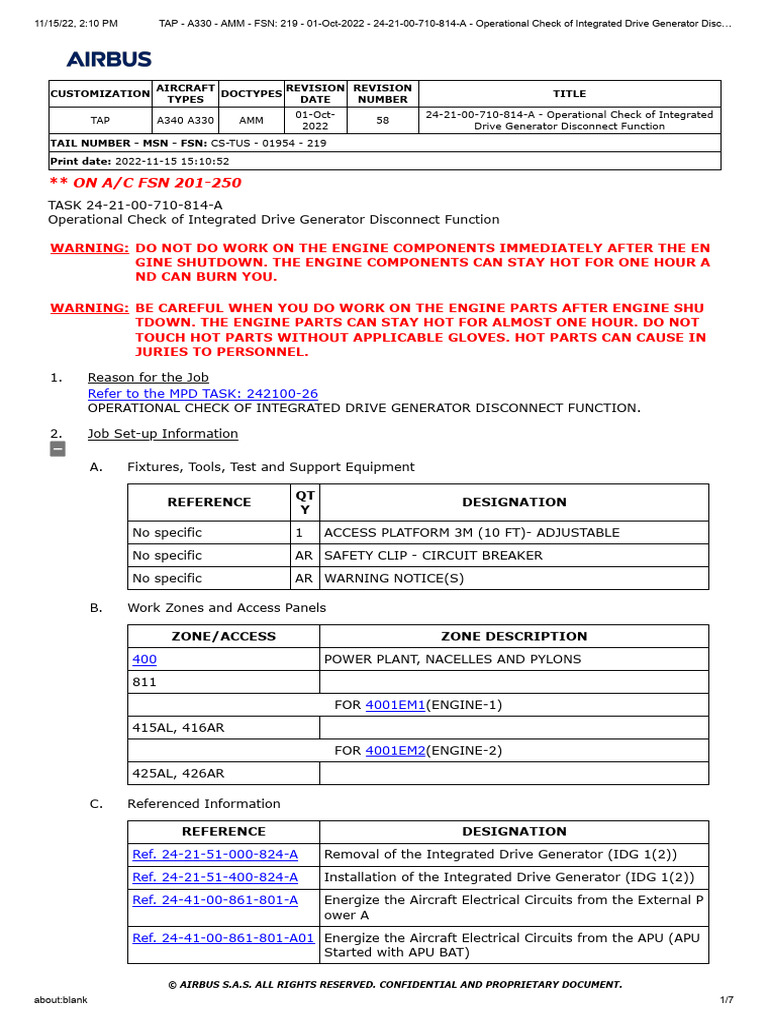 AMM 24-21-00-710-814-A - Operational Check of Integrated Drive Generator Disconnect Function ...