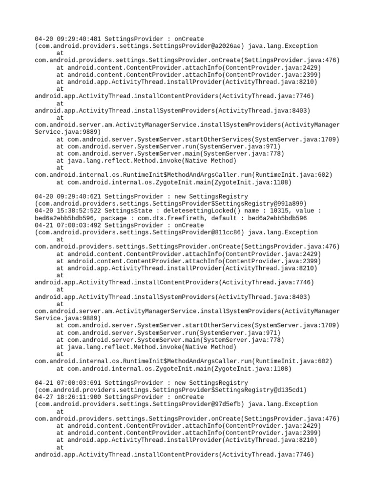 Settings Provider | PDF | Java (Programming Language) | Written ...