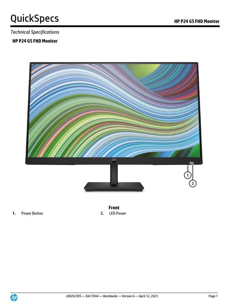 HP P24 G5 FHD Monitor | PDF | Computer Monitor | Hdmi