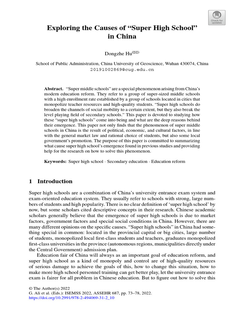 Causes of Super High Schools in China | PDF | China | World Politics