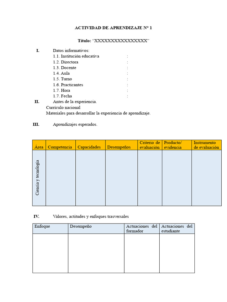 Esquema de Sesión de Aprendizaje | PDF | Evaluación | Aprendizaje