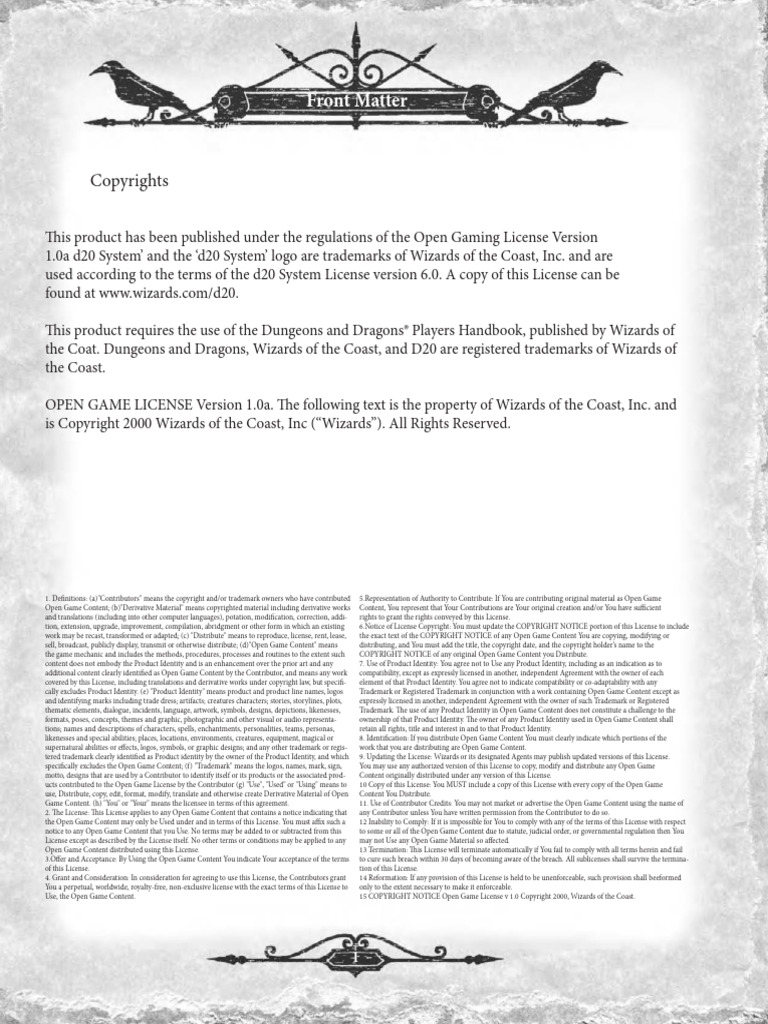 Core Genesis Project v4 | PDF | D20 System | License