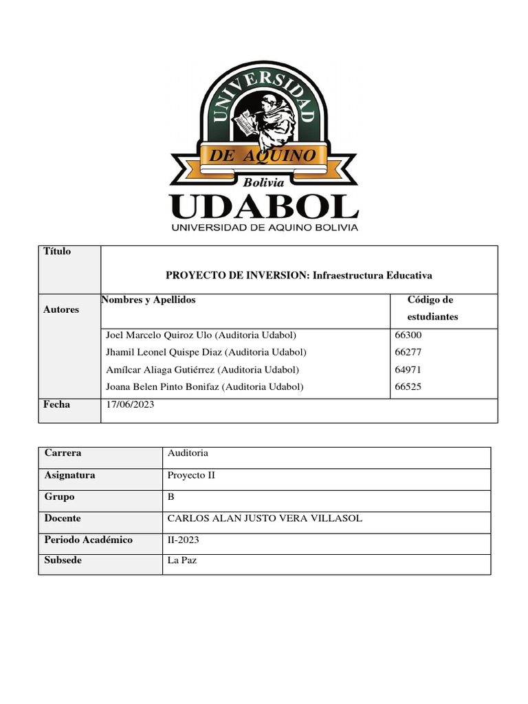 Proyecto de Inversion Alan Vera | PDF | Infraestructura | Literatura