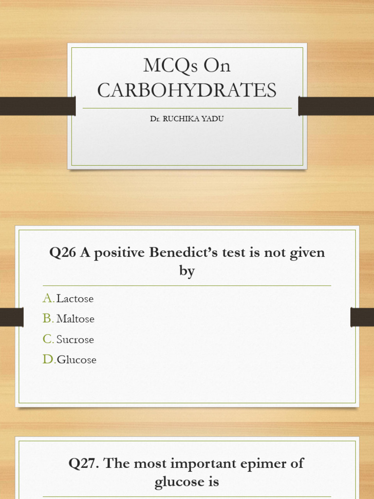 Set 2 Mcqs Carbohydrates | PDF | Carbohydrates | Glucose