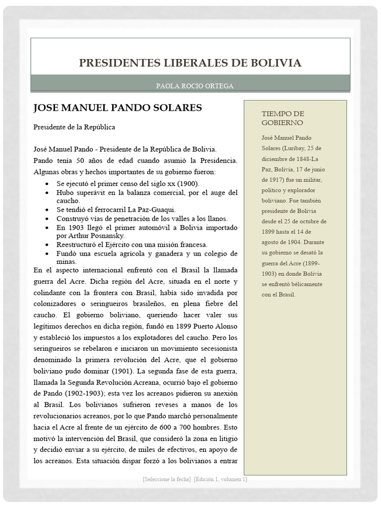 Jose Manuel Pando Solares | PDF | Bolivia | América del Sur