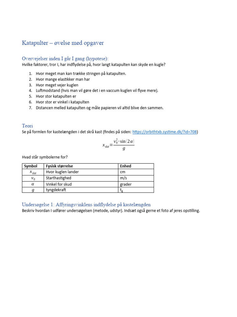 Katapult Opgave | PDF
