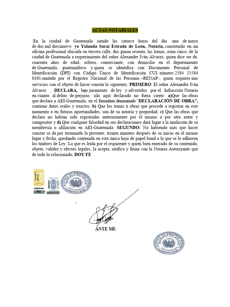 Actas Notariales | Descargar gratis PDF | Guatemala | Justicia