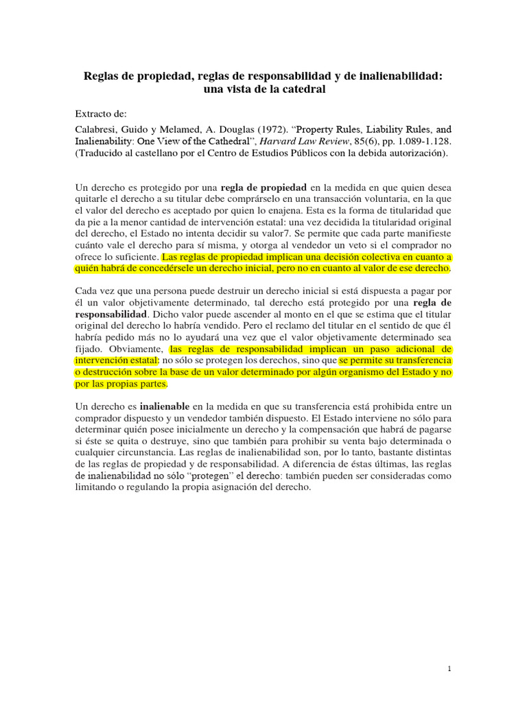 Reglas de Propiedad-Responsabilidad-Inalienabilidad | PDF | Economias ...