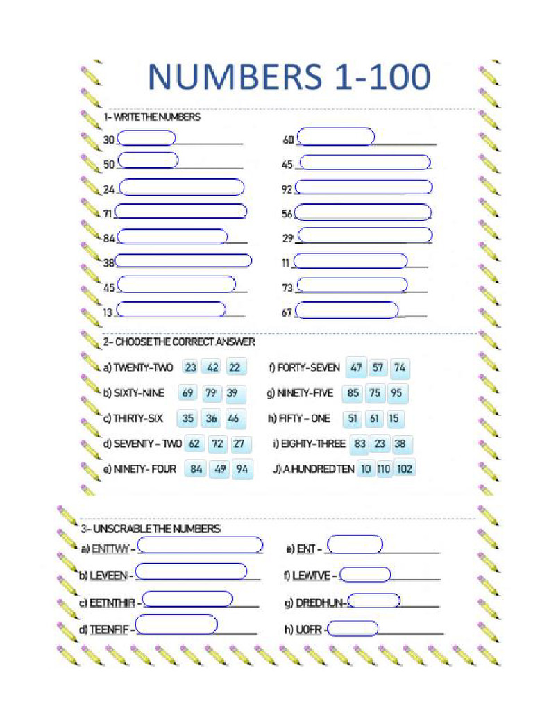 Numbers 1-100 | PDF
