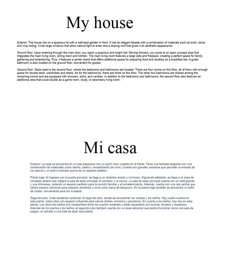 Mi Casa Trabajo de Ingles (Descripción) | PDF | Diseño arquitectonico ...