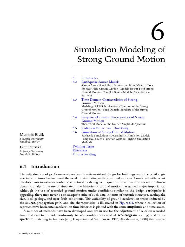 Simulation Modeling of Strong Ground Motion: Mustafa Erdik | PDF ...