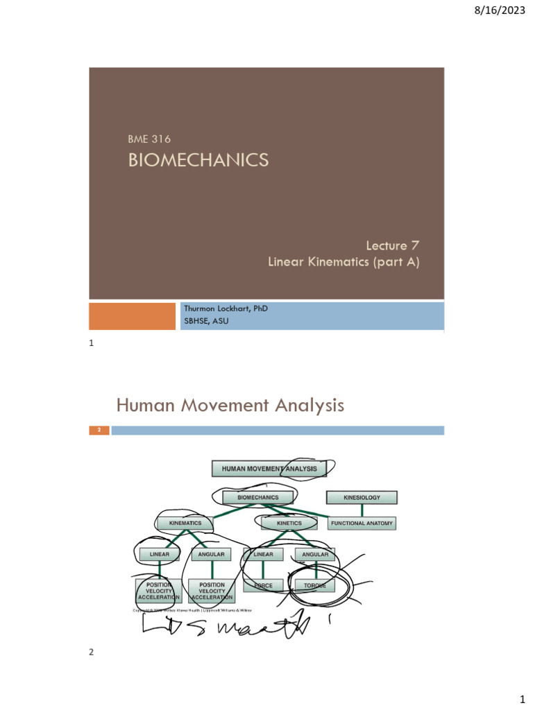 Lecture 7 Linear Kinematics A F23 | PDF | Kinematics | Euclidean Vector