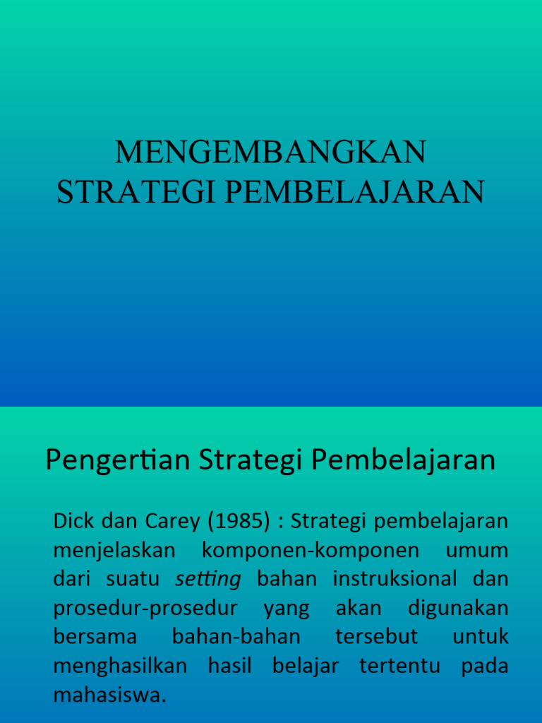 Mengembangkan Strategi Pembelajaran | PDF