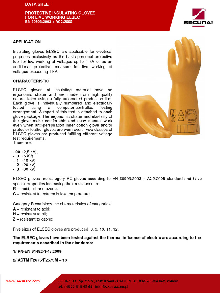 Insulating Gloves ELSEC Datasheet - ENG | PDF | Insulator (Electricity ...
