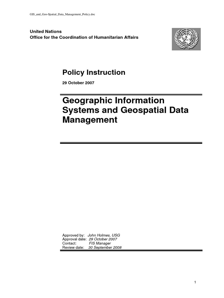 OCHA PI On GIS and Geo-Spatial Data Management (EN) 2007 | PDF | Geographic Information System ...