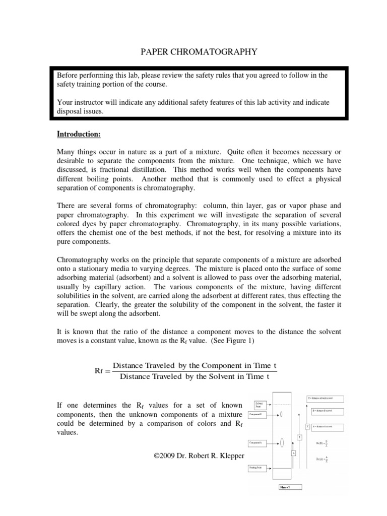 ORG LAB Paper Chromatography2009 | PDF | Chromatography | Materials