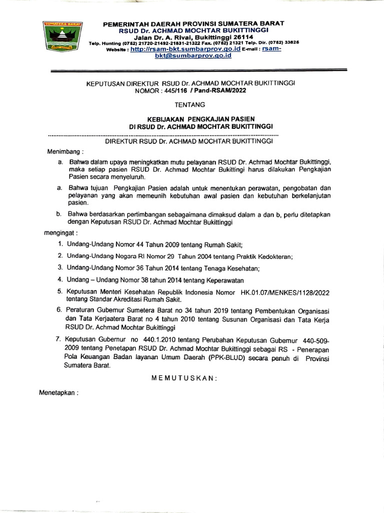SOP Pengkajian Awal Dan Ulang Pasien1 | PDF | Kesehatan Holistik | Sains & Matematika