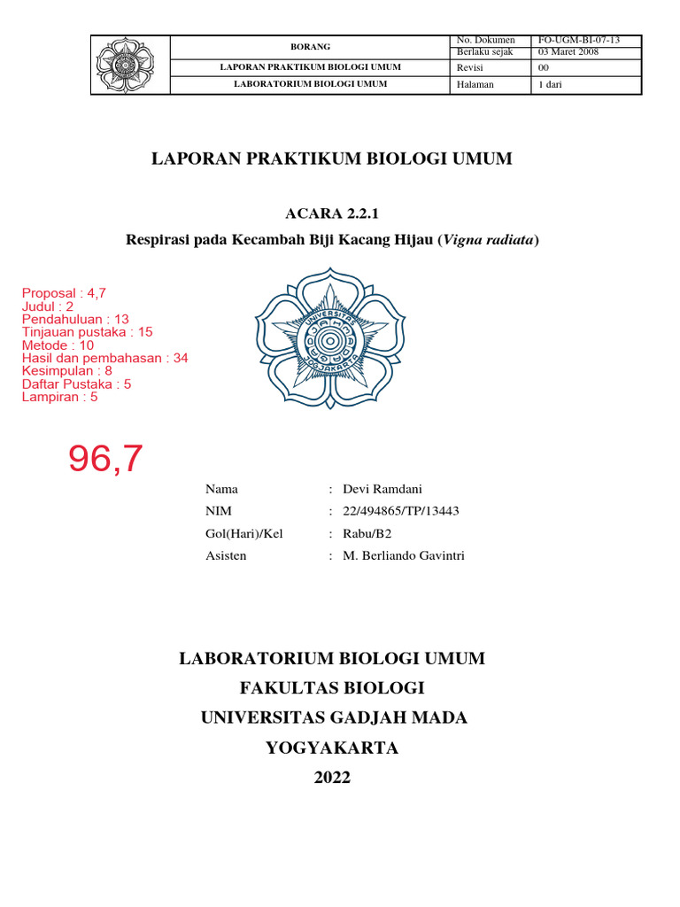 BBT Rabu - B2 - Devi Ramdani - Laporan Acara 2.2.1 | PDF