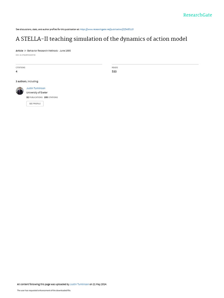 A STELLA-II Teaching Simulation of The Dynamics of | PDF | Simulation | Motivation