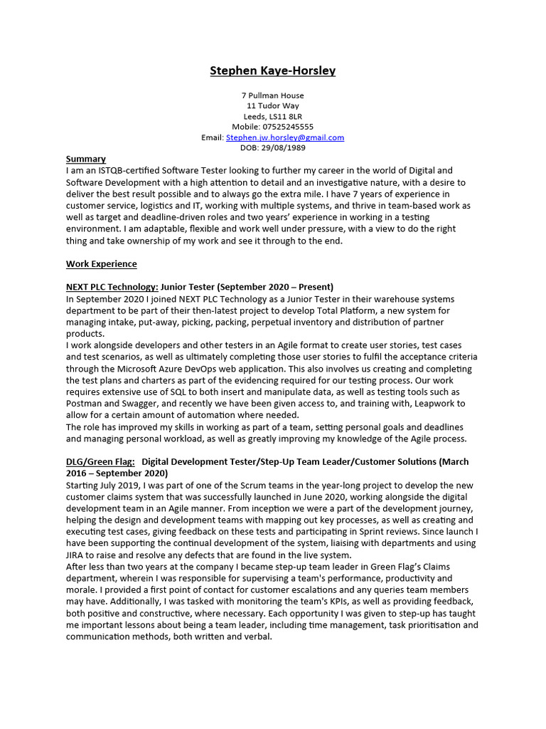 Stephen CV 2020 | PDF | Computing | Information Technology