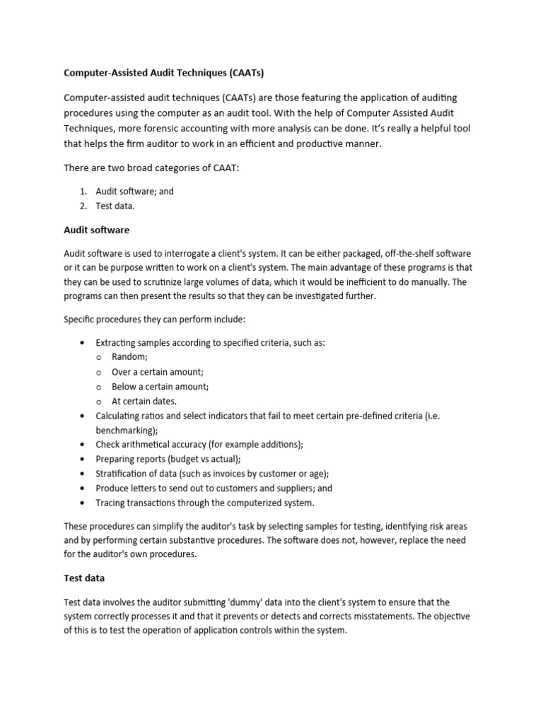 4 - Computer Assisted Auditing Techniques (CAAT) | PDF | Audit | Business