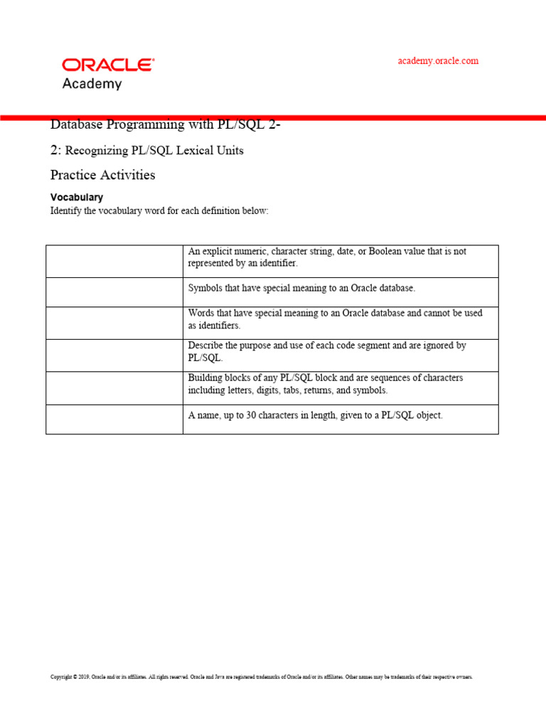 Plsql 2 2 Practice Pdf Pl Sql Sql