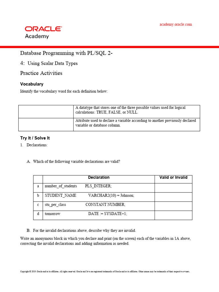 PLSQL 2 4 Practice | PDF | Computer Programming | Computing