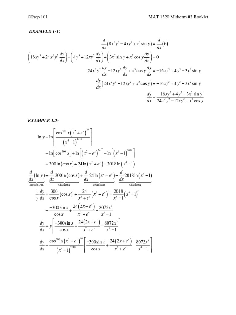 MAT 1320 Midterm #2 Review Guide | PDF | Slope | Derivative