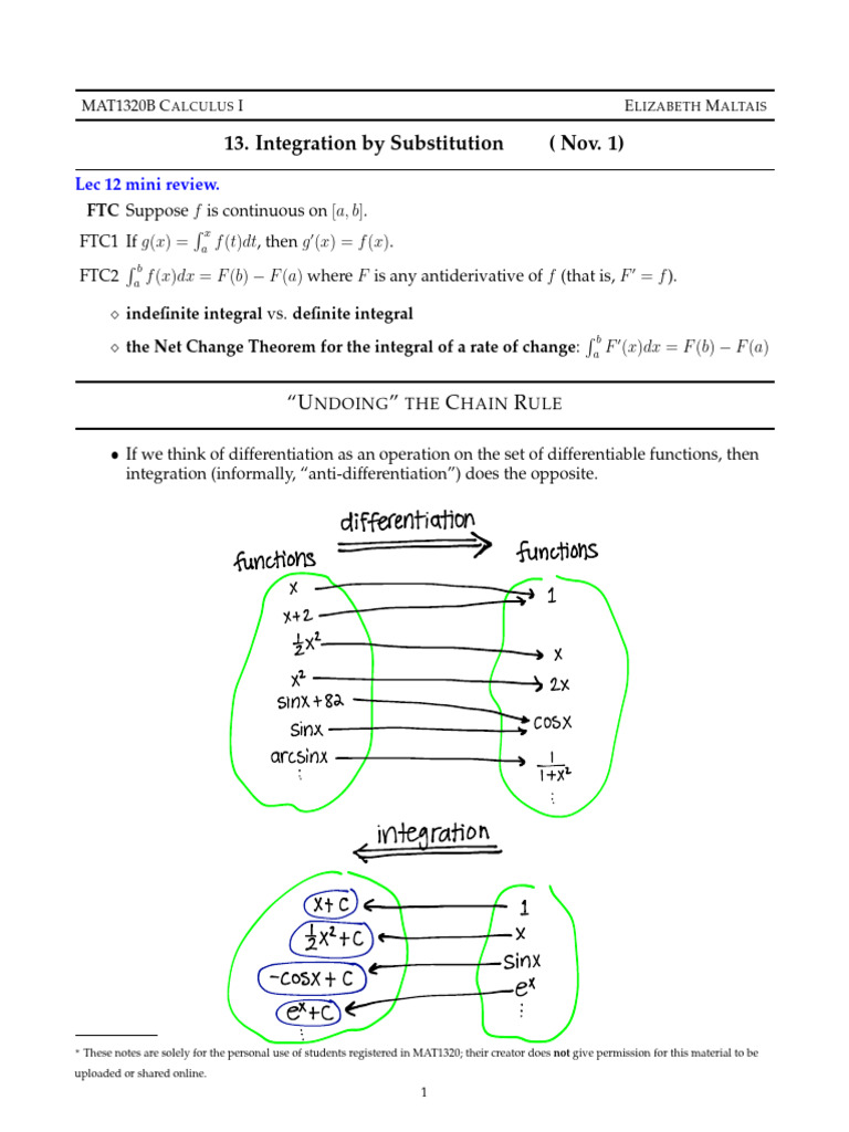 MAT1320 - Lecture13 | PDF | Integral | Area