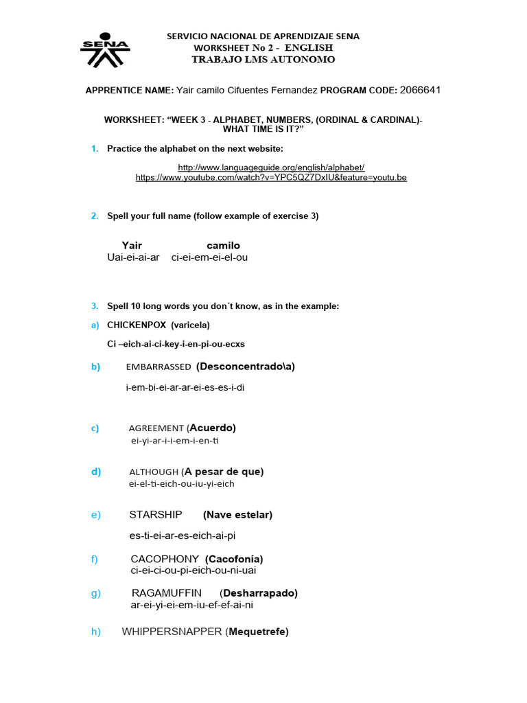 Alphabet, Numbers, (Ordinal & Cardinal) | PDF