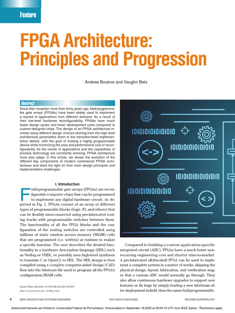 Fpga Architecture Principles And Progression Download Free Pdf Field Programmable Gate Array