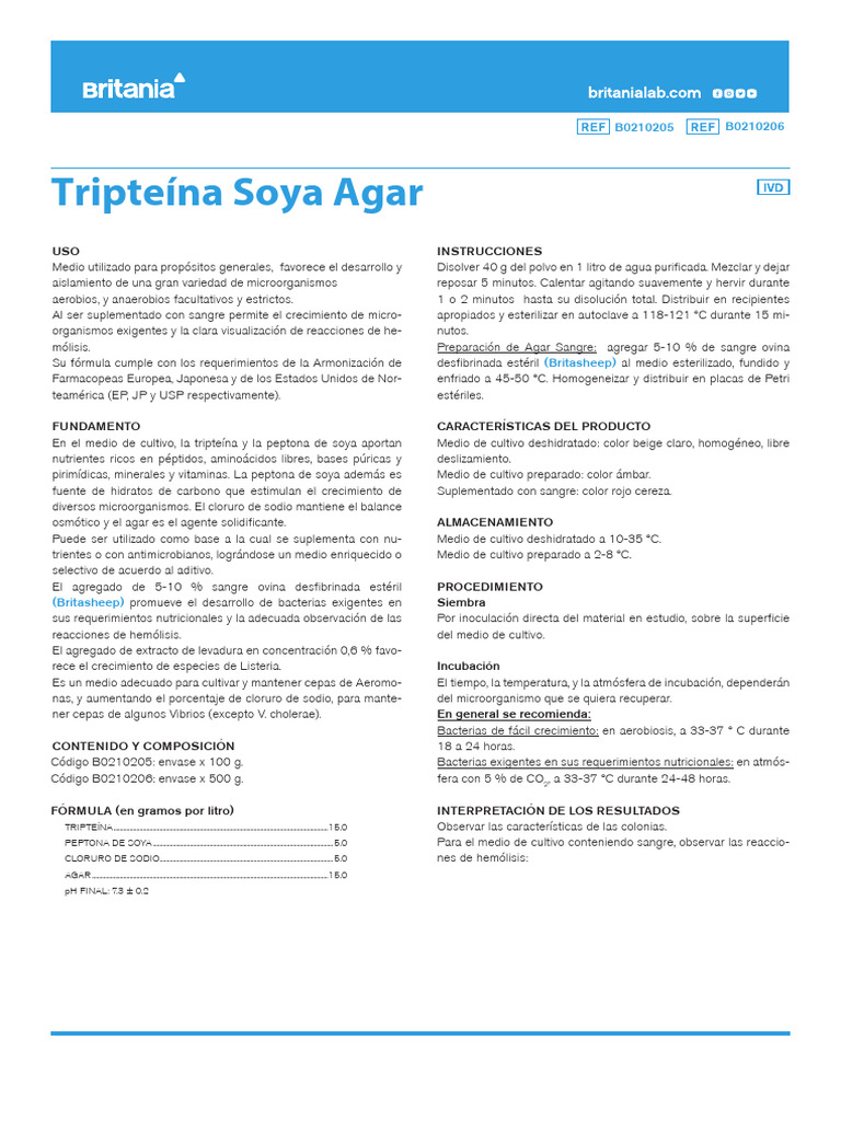 Agar Soya | PDF | Microbiología