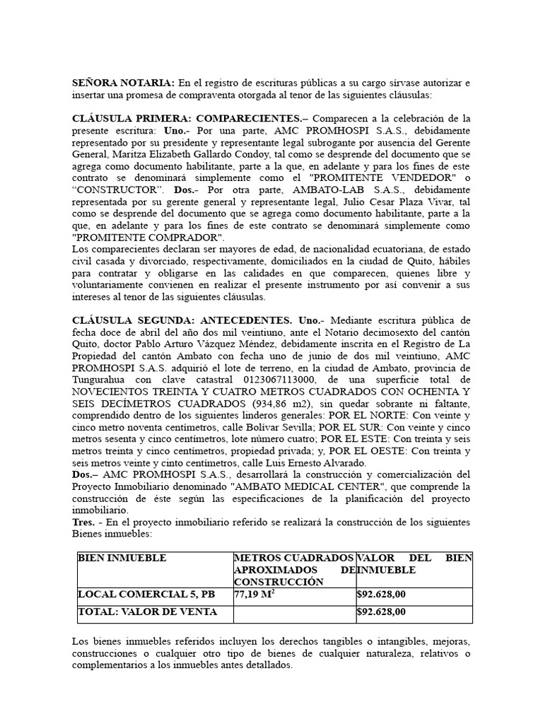 Promesa de Compra Venta | PDF | Arbitraje | Condominio